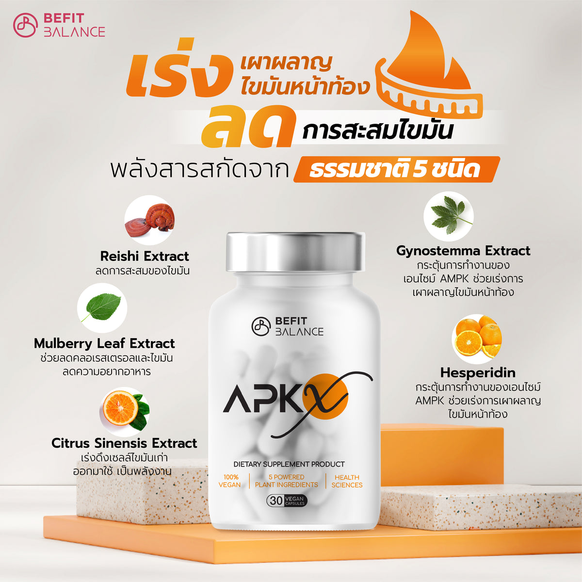 APK-X 30 Capsule เผาผลาญไขมันหน้าท้อง – Be Fit Balance